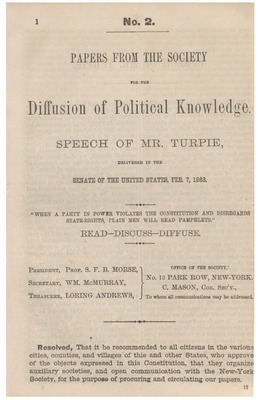 "Speech of Mr. Turpie : delivered in the Senate of the United States, F ...