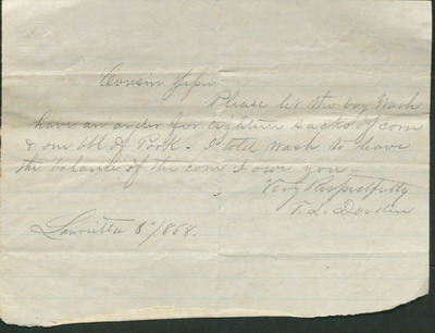 "Letter, T. L. Darden to John Darden, 1868"