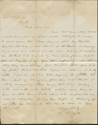 "Letter, A. L. Sholinh, October 27, 1860"