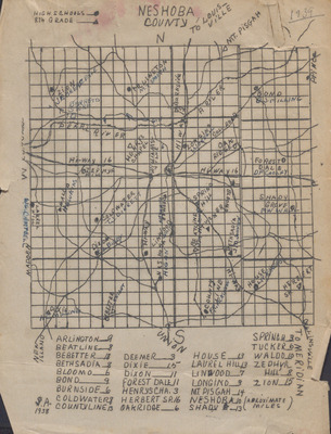 "Map of Neshoba County and List of Neshoba County Teachers, 1939"
