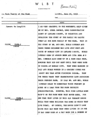"Cothran, Ruble family television script" by Howard Langfitt