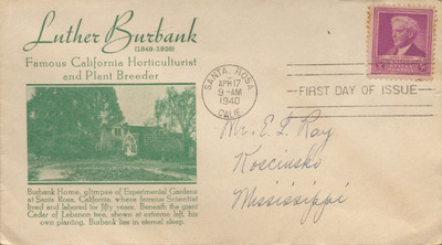 "Envelope, from Santa Rosa, California Addressed to Emmett L. Ray, Apri ...