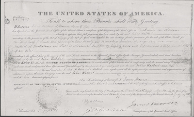 "United States Land Patent, John Halbert, April 26, 1824"