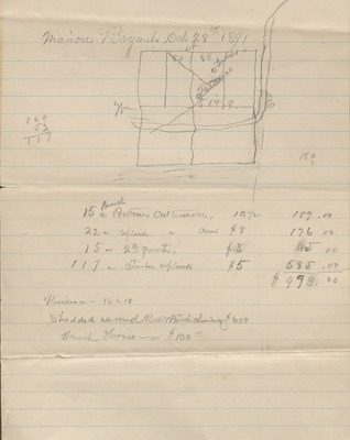 "Diagram of Land Associated with Marion Bayarch, October 28, 1891"