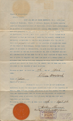 "Power of Attorney, William Howard to W. W. Dodd, April 17, 1920"