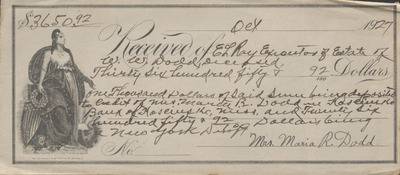 "Receipts, Maria R. Dodd to E. L. Ray, October 1927"