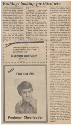 "Newspaper Article, Bulldogs Looking for Third Win, September 29, 1972 ...