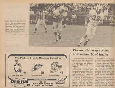 "Newspaper Article, Phares, Dowsing Receive Post Season Bowl Invites, D ...