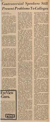 "Newspaper Article, Controversial Speakers Still Present Problems To Co ...