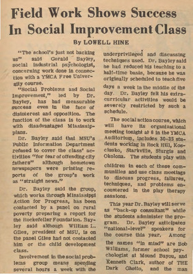 "Newspaper article, Field Work Shows Success in Social Improvement Clas ...